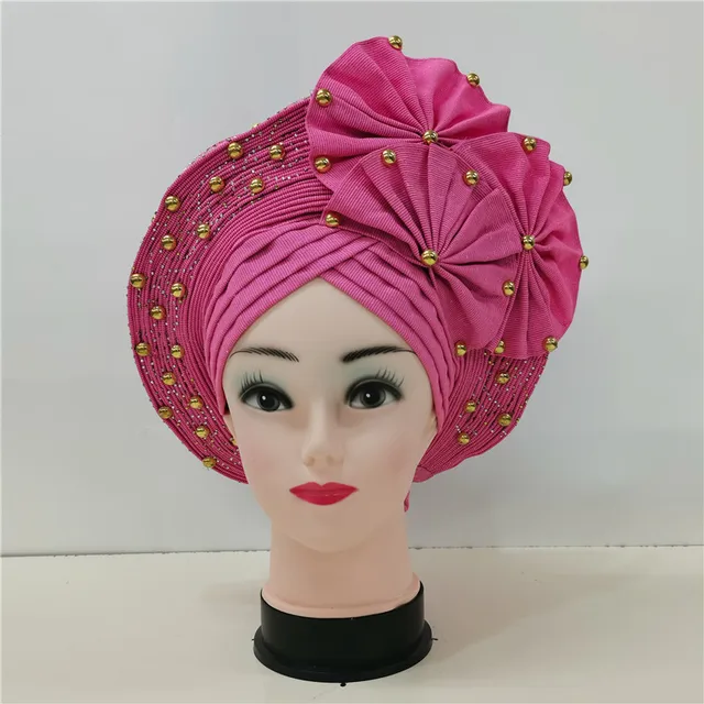 latest aso oke auto gele headtie Already Handmade African Cap Nigerian ...