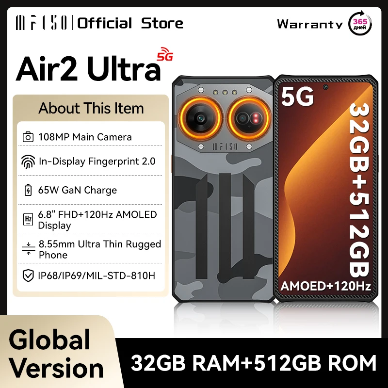 IIIF150 Air2 Ultra Rugged Smartphone 5G Android Mobile Phohe 6.8''FHD+ ...