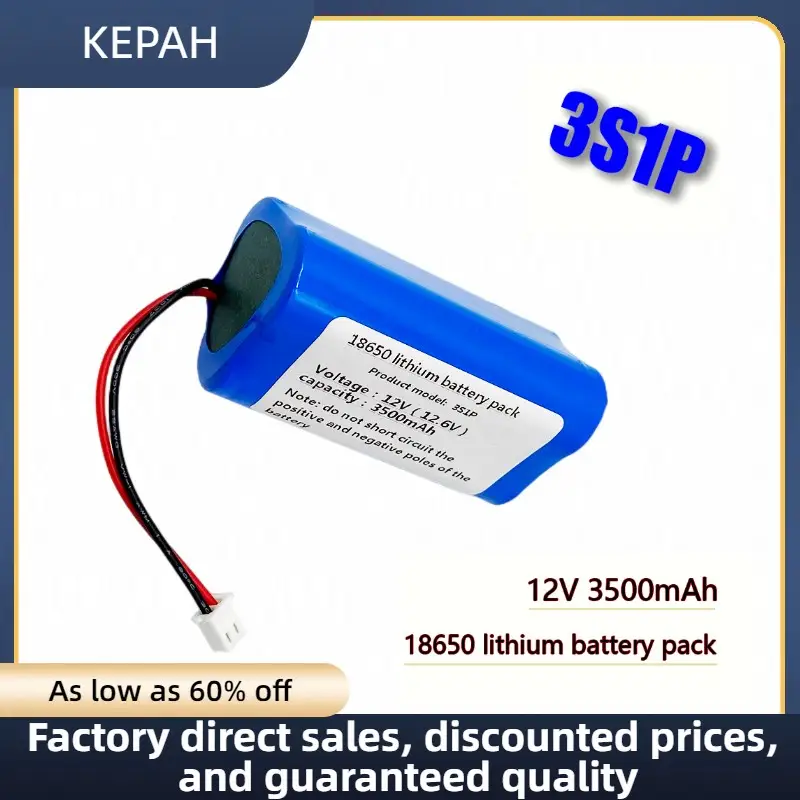 12V 3A 18650 lithium battery pack 3S1P 3500mAh built-in BMS Bluetooth ...