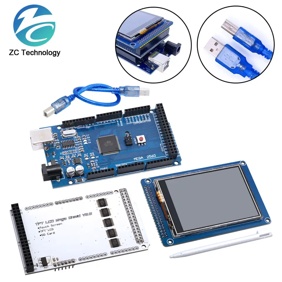 Tft Touch Screen Kit + Shield + Mega2560 + Usb For Arduino Projects