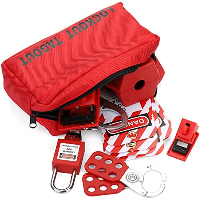 Electrical Lockout Tag Kit Strap, Carrying Case Set Clamp And Universal ...