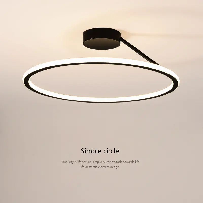 Modern Led Circle Chandelier For Bedroom, Dimmable, Aluminum, Stylish.