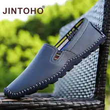 JINTOHO Big Size Men Genuine Leather Shoes Slip On Black Shoes Real ...