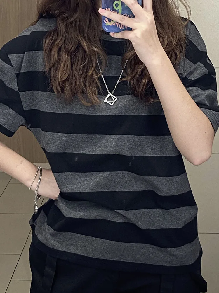 Oversized Striped T Shirt Women Gothic Tops for Women Loose Pullover ...