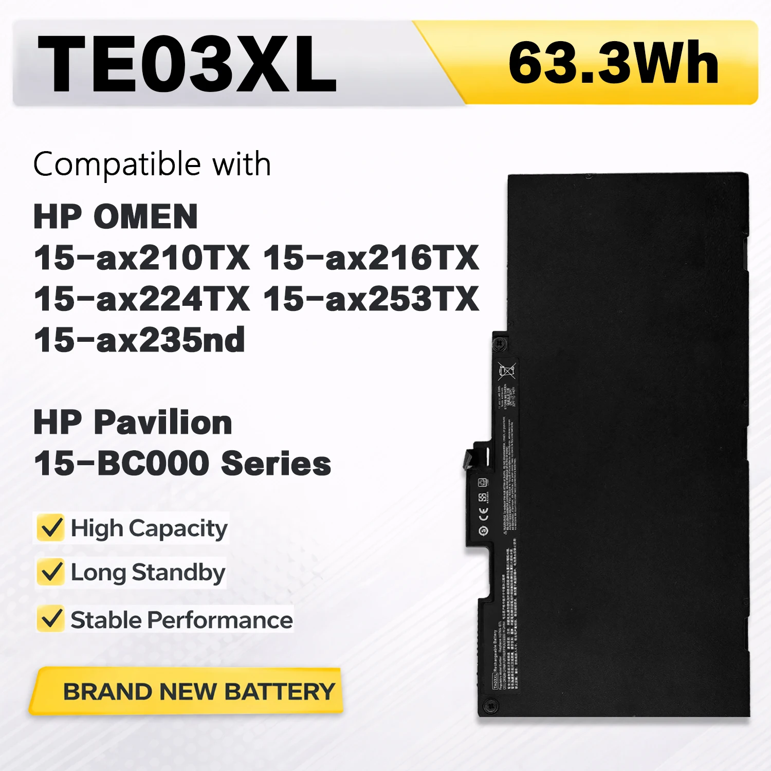 PowerHub TE03XL Laptop Battery For HP OMEN 15-AX000 AX015TX AX017TX ...