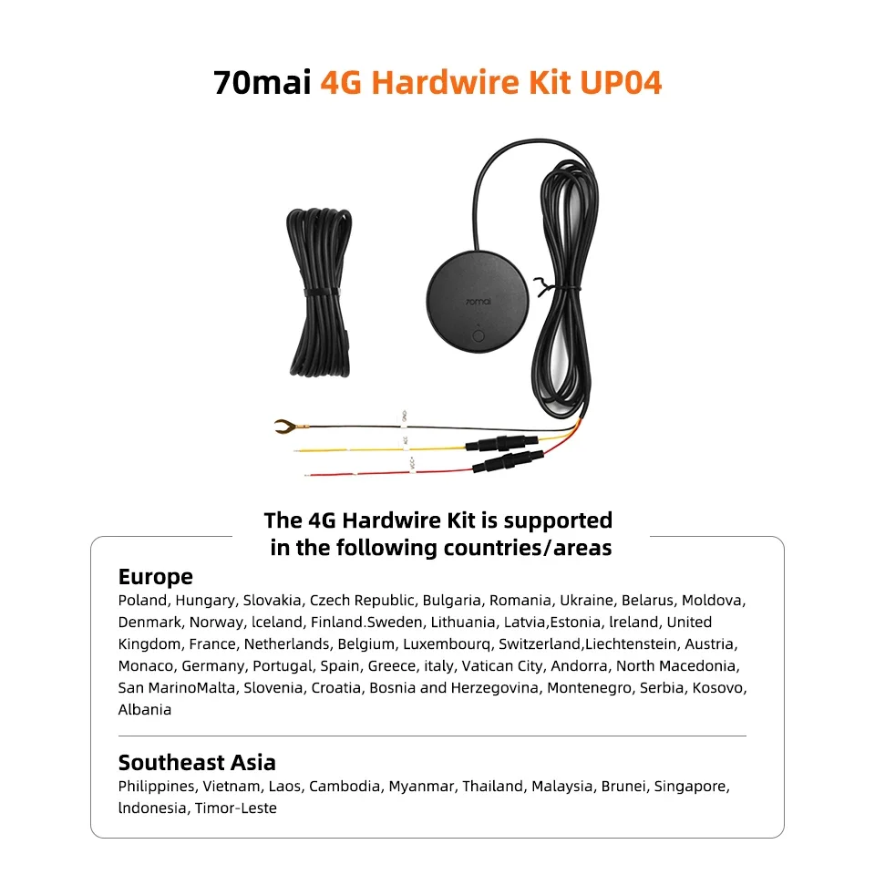 70mai 4G Hardwire Kit UP04 for 70mai T800 A810S A810 A510 X800 X200 4G ...