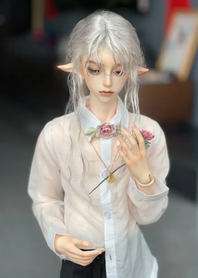 New Authentic 1/3 Scale Elf-Eared Bjd Boy Doll, Transparent Horn Detail.