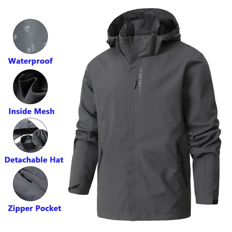 Spring Autumn Waterproof Windbreaker, Men'S & Women'S, Detachable Hat ...
