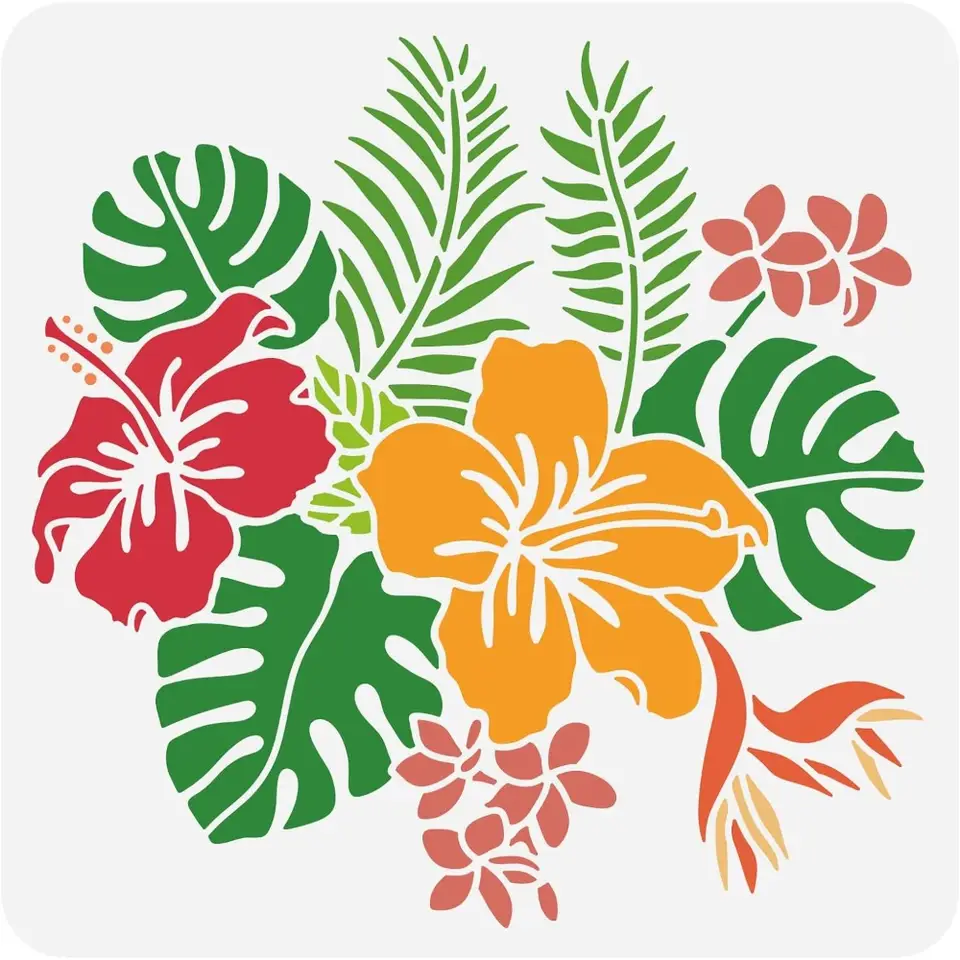 Tropical Hibiscus Stencils For Diy Jewelry And Crafts.Reusable Plastic ...