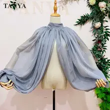 Hot Pink Silk Chiffon Wedding Cloak Puffy Sleeves Jacket Bridal ...