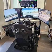 Black Anodized Aluminum Racing Simulator Cockpit For Gaming Rigs.