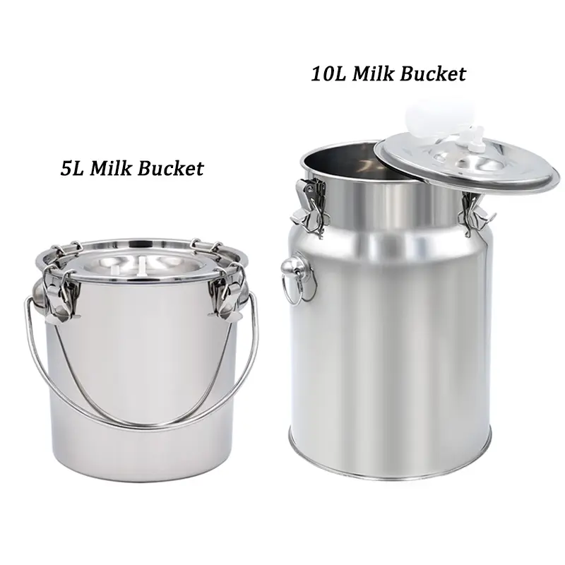 5/10L Stainless Steel Cow Milk Bucket Farm Cows Goats Vacuum Pump ...