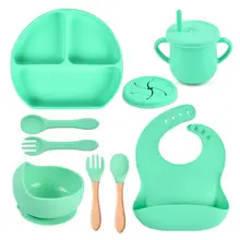 3/9Pcs Baby Tableware Set Food Grade Silicone Baby Dishes for Children ...