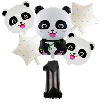 6pcs/set Cartoon Animal Cute Panda Foil Balloon Black 32inch Digital ...