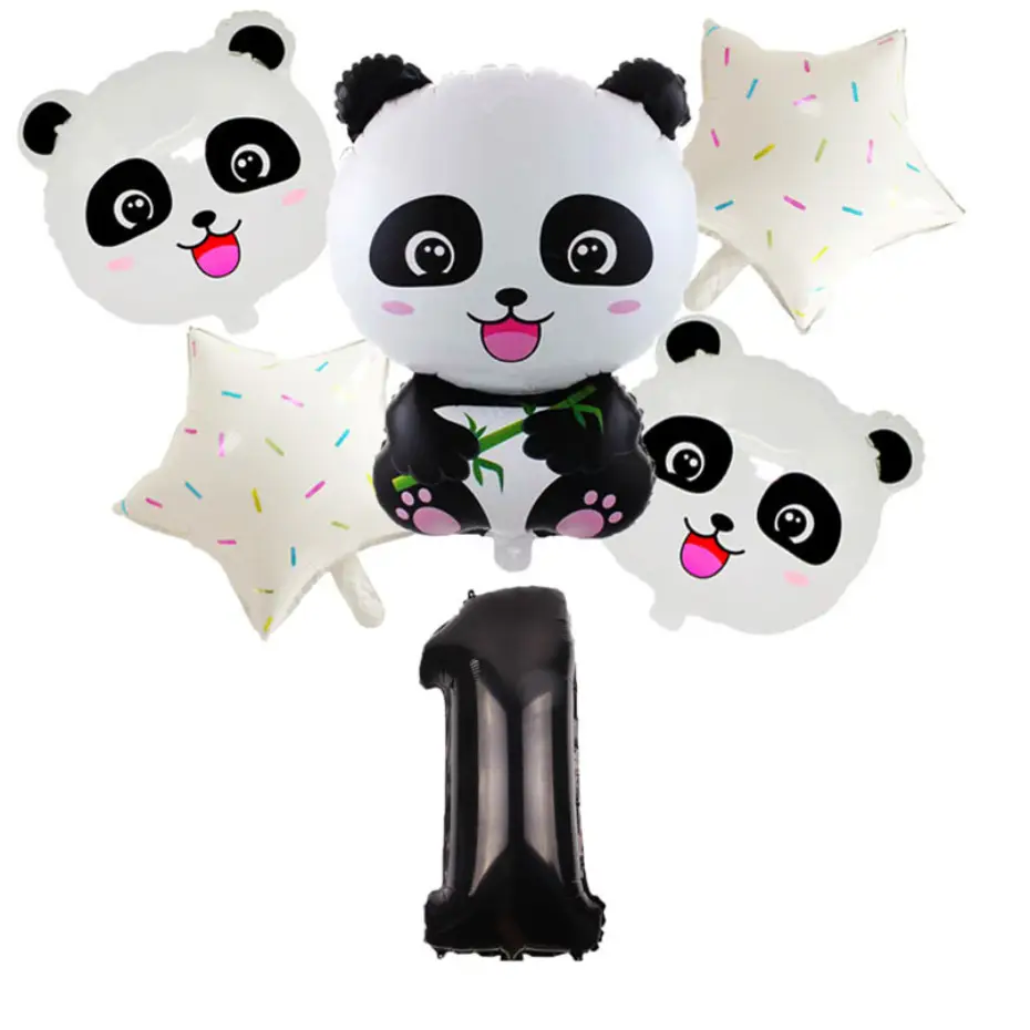 6pcs/set Cartoon Animal Cute Panda Foil Balloon Black 32inch Digital ...