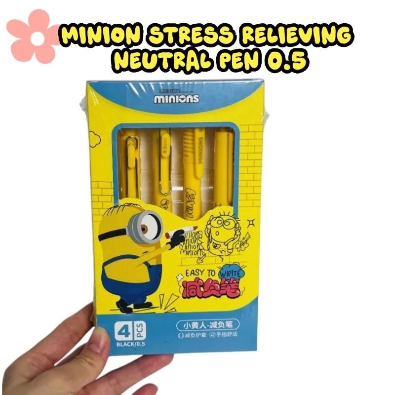 Cute Minions Design Stress Relief Retractable Gel Pen, Quick Dry Black ...