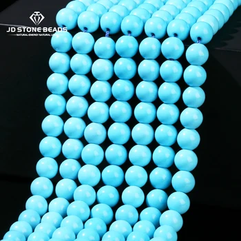 High Quality Synthetic Pure Blue Turquoise Bead Round Loose Spacer ...