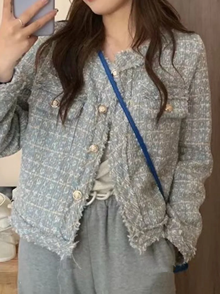 SMTHMA New Fashion Korean Chic Vintage Tweed Woolen Jacket Coat Women ...