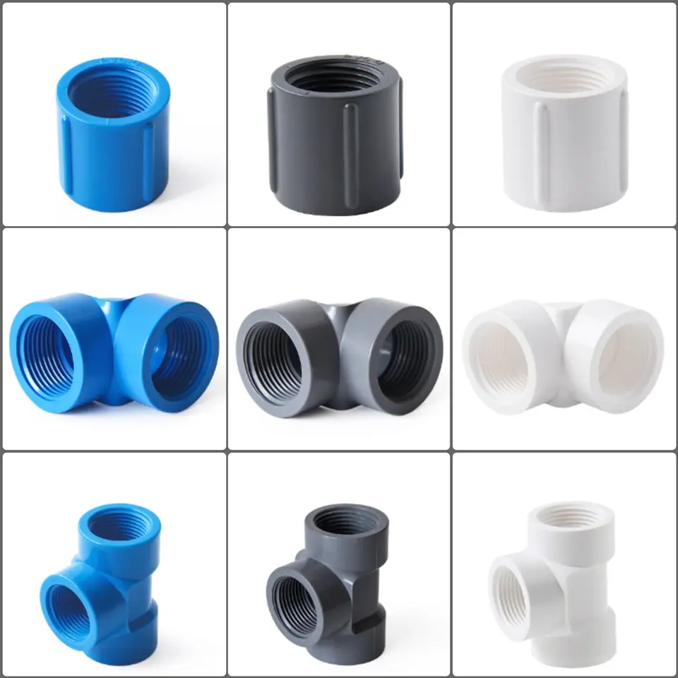 Conector de rosca hembra de PVC, 1/2, 3/4, 1 pulgada, 20/25/32mm, codo ...