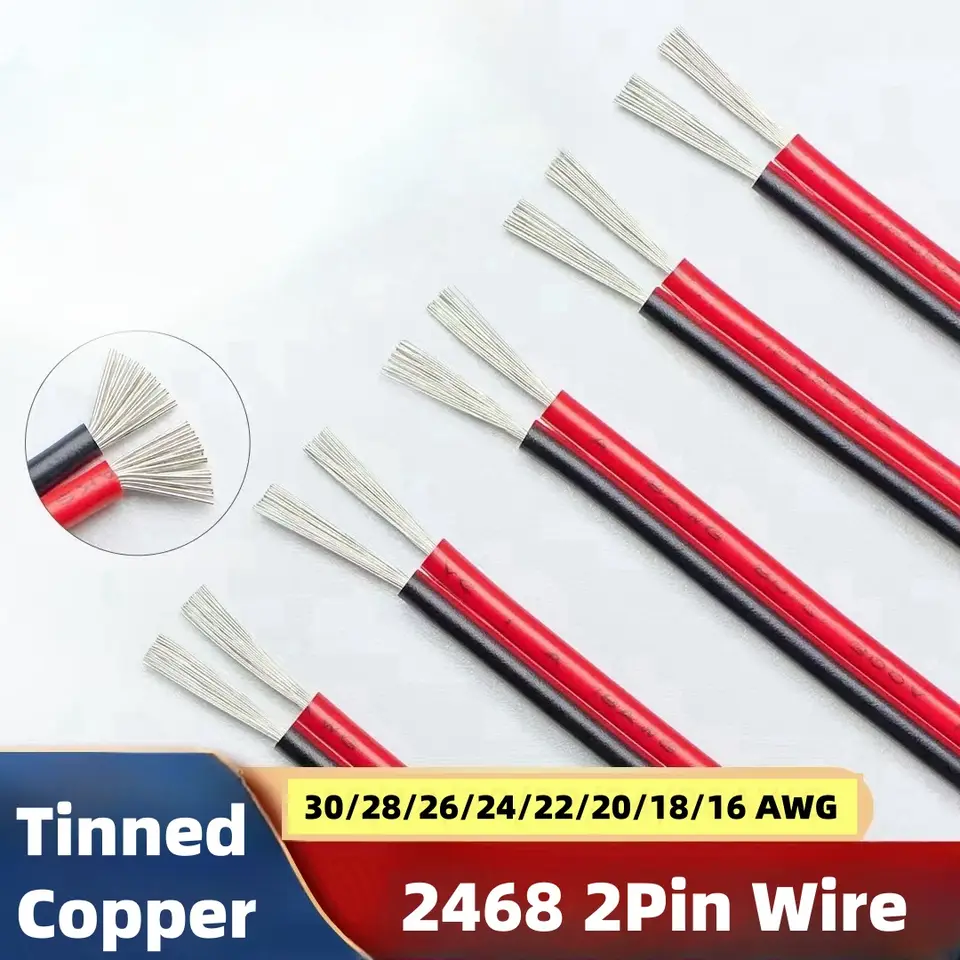 2468 2 Pins Electrical Wire Tinned Copper Insulated PVC Extension LED ...