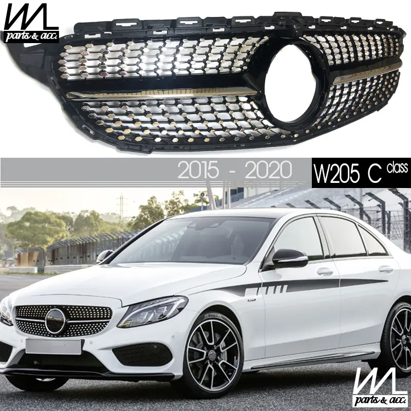 W205 Front Grille Grill for Mercedes Benz C Class C205 2015 -2020 C200 ...
