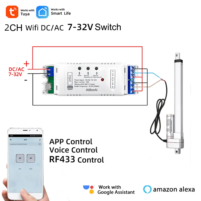 Smart Wifi Motor Control For Home Automation—Dc/Ac 12V-32V, Rf Remote ...