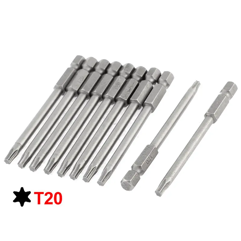 UXCELL 10Pcs T20 Magnetic Torx Tip Screwdriver Bits Round Shank Long ...