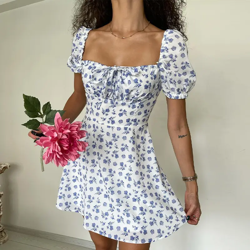Boho Flower Print Sundress For Summer Vacation Outfits.