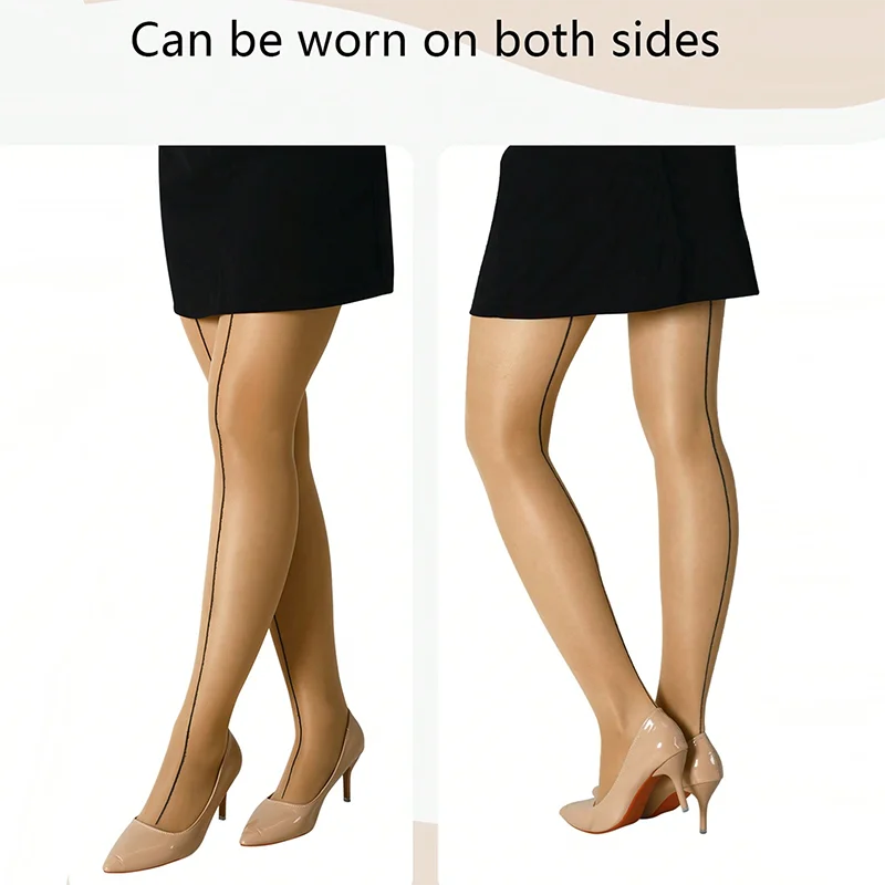 S-XL Plus Size 1 Pairs Backseam Sheer Tights For Women 2025 Spring 30D ...