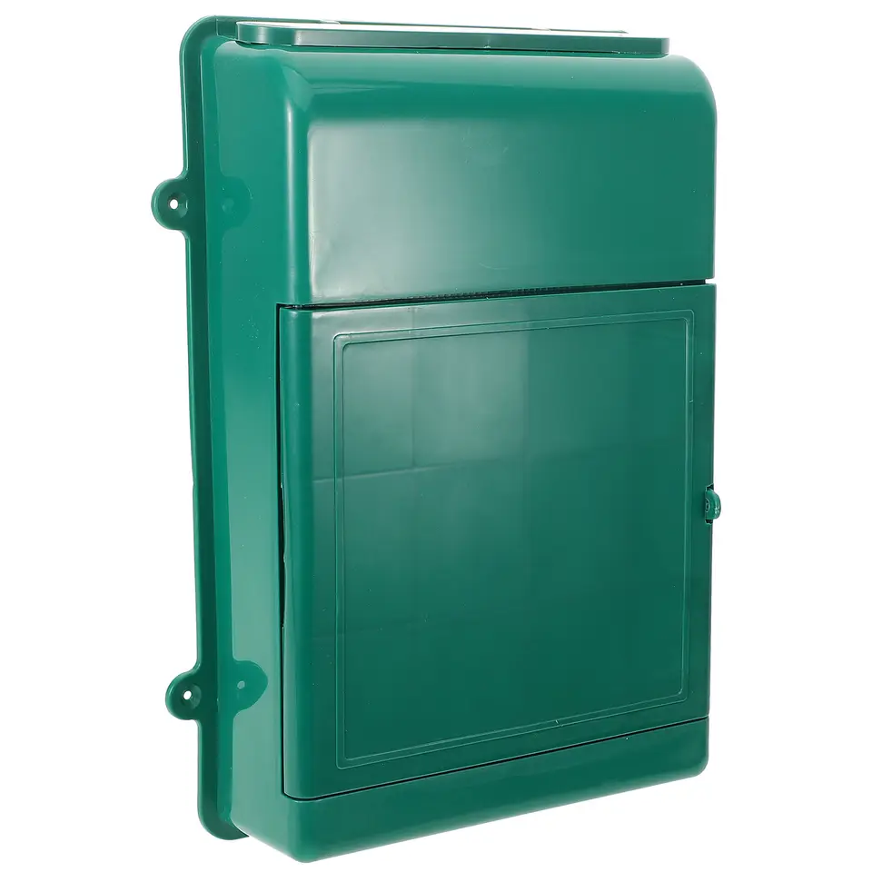 Simple Style Plastic Outdoor Mail Box, Wall Mount, Metal Details.