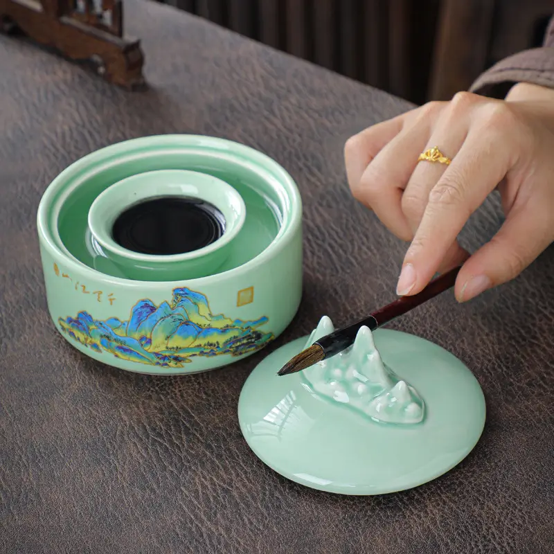 Ink Plate Ceramic Palette Paint Plate Inkstone Art Supplies Calligraphy ...