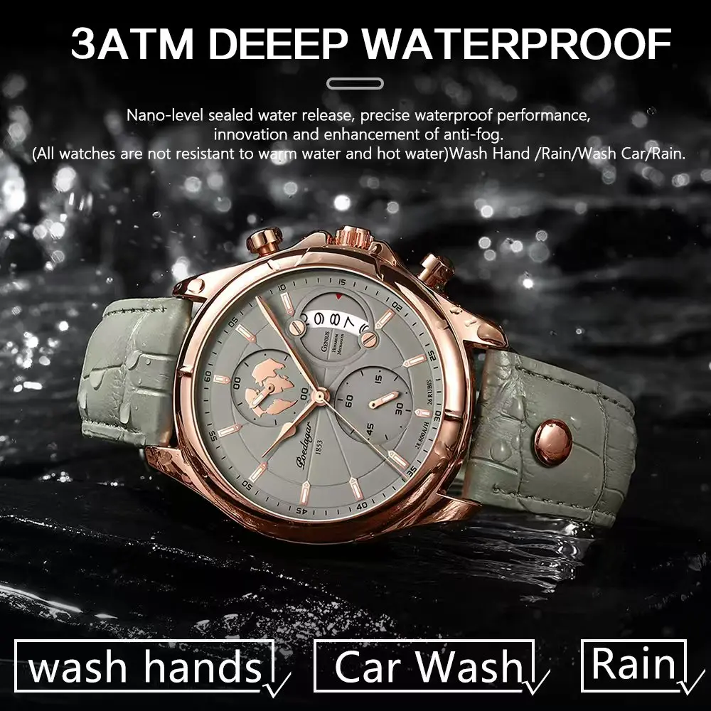 POEDAGAR Luxury Brand Man Watch Chronograph Date Waterproof Leather ...