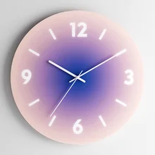 12/14 Inch Sunset Wall Clock Silent Fade Color Glass Hanging Clock ...