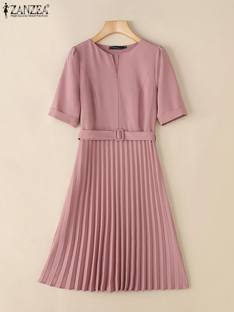 ZANZEA Elegant Office Lady Dresses 2025 Summer Dress Women V Neck Short ...