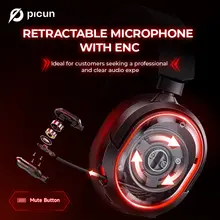 Picun G2 2.4G Wireless Gaming Headset, 5Ms Latency, 7.1 Surround Sound ...