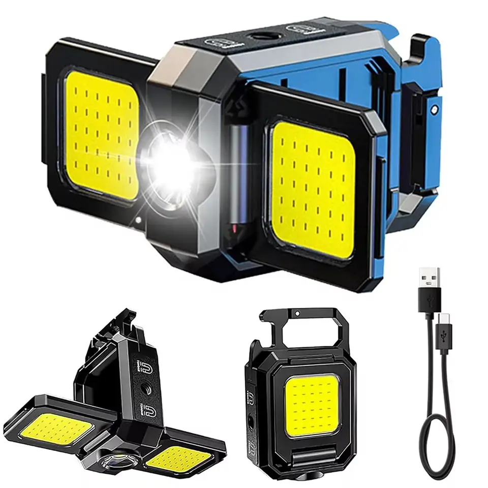 Mini linterna LED con llavero, luces COB dobles, luces de trabajo ...