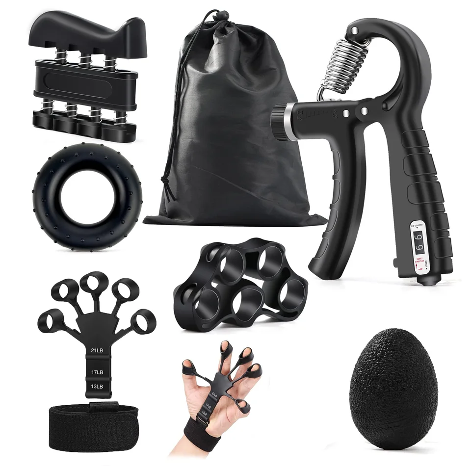 5-60Kg Adjustable Grip Strength Trainer with Finger Exerciser Hand Grip ...