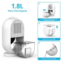 High-Capacity Dehumidifier For Home And Basement, 1.8L Tank, Humidity ...