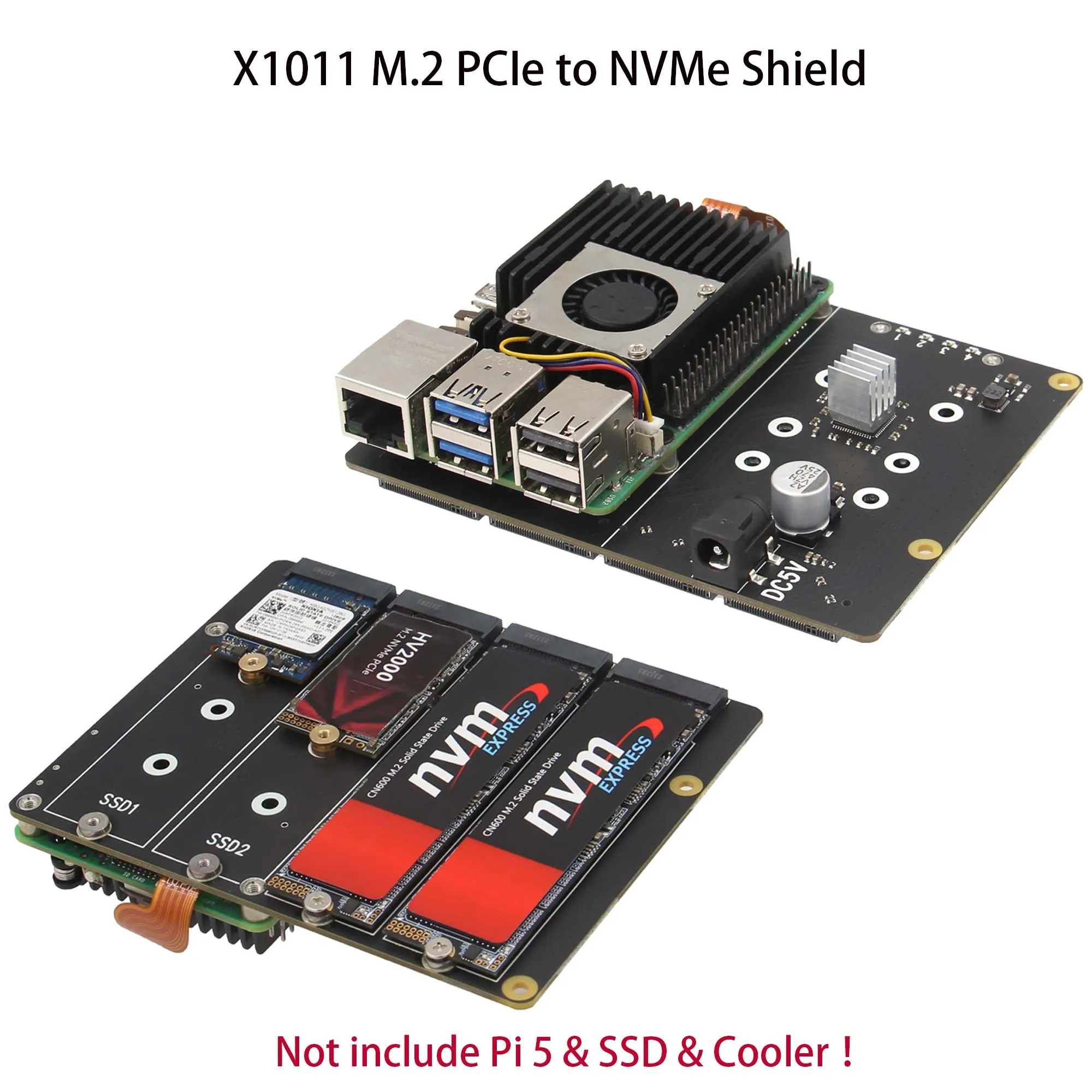 Geekworm X1011 PCIe to NVMe Shield supports four M.2 NVMe SSDs for ...