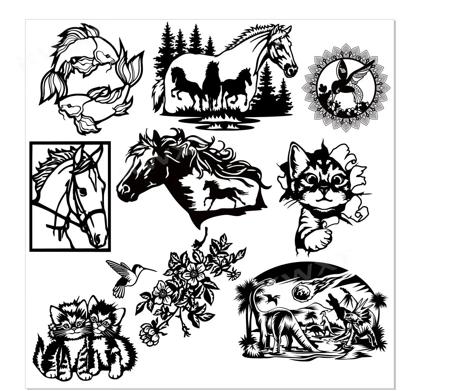 100 Animals Wall Art Decoration Design Drawings for CNC Laser Cutting ...
