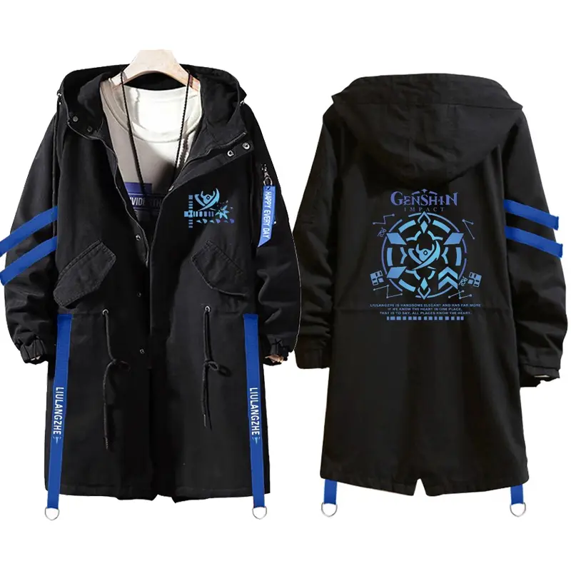 Genshin Impact Cosplay Autumn Drawstring Jacket Woman Men's Windbreaker ...
