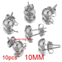10pcs/lot Gold Stainless Steel Round Half Ball Earring Making Supplies ...