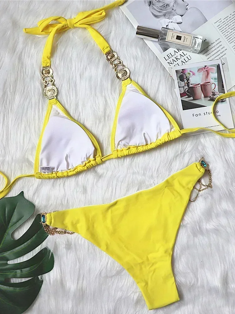 2025 Shiny Rhinestone Diamond Bikini Women Swimsuit Female Swimwear Two ...