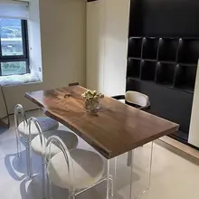 More special Large size irregular shaped wood dining table top live ...