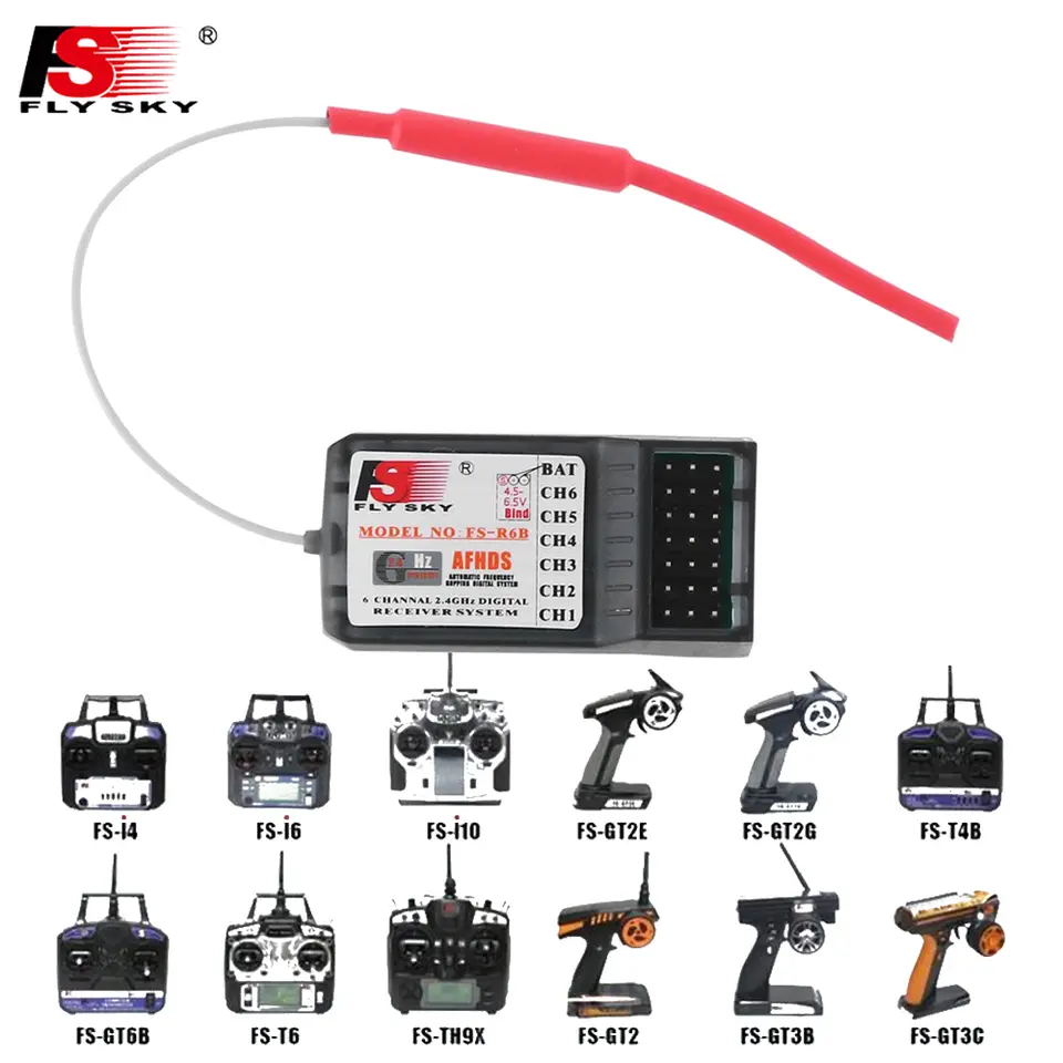 Flysky Fs-R6B 2.4Ghz 6Ch Gfsk Rc Receiver For I6, I10, T6, Ct6B, Th9X ...