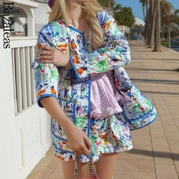 Abrigo acolchado fino con estampado de grafiti para mujer, conjunto de ...