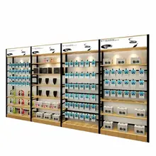 Supermarket-Themed Wooden Shelves For Living Room Displays.