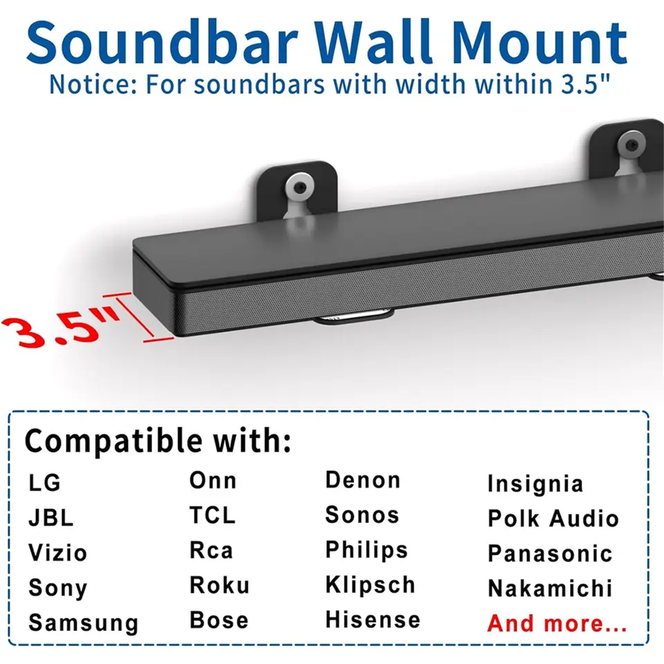 Universal Soundbar Wall Mount Kit Mounting Brackets for JBL Samsung ...