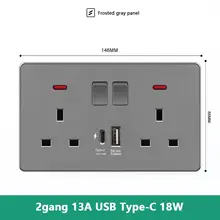 2gang 13A USB C 18W