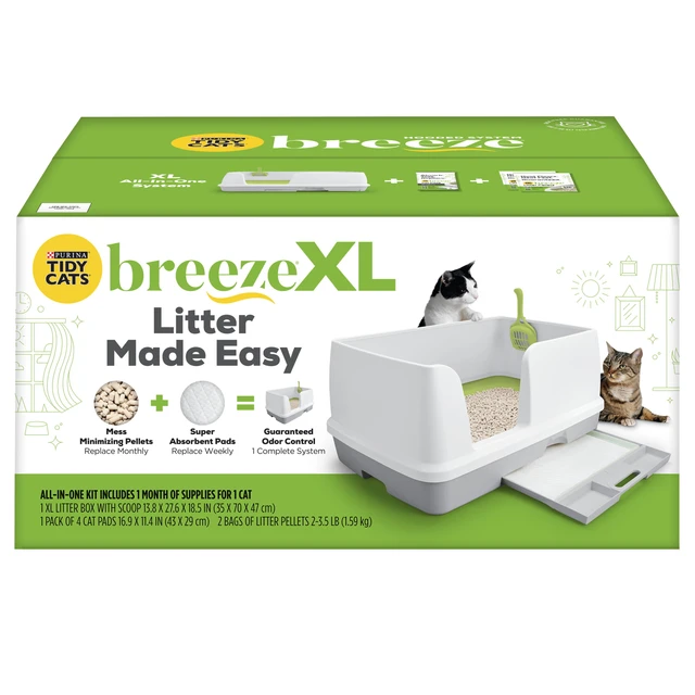 Purina Tidy Cats Breeze Hooded Litter System Kit Includes 4 Pads 1 Bag of Pellets Pack of 1